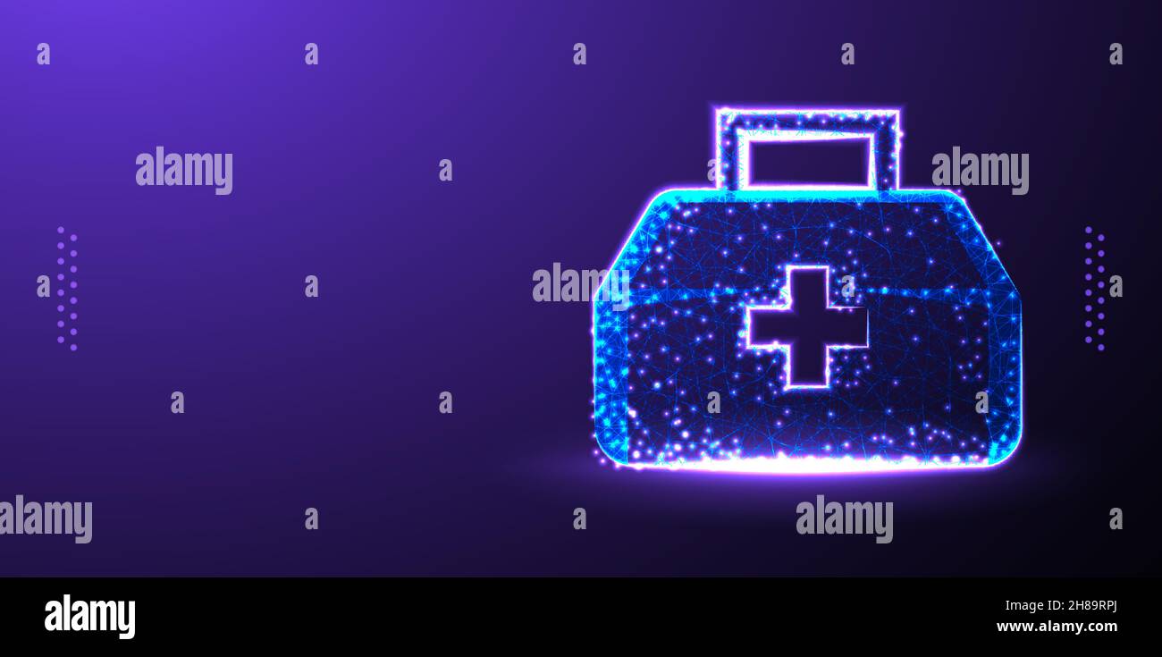 medicine, first aid polygonal low poly wireframe background vector ...