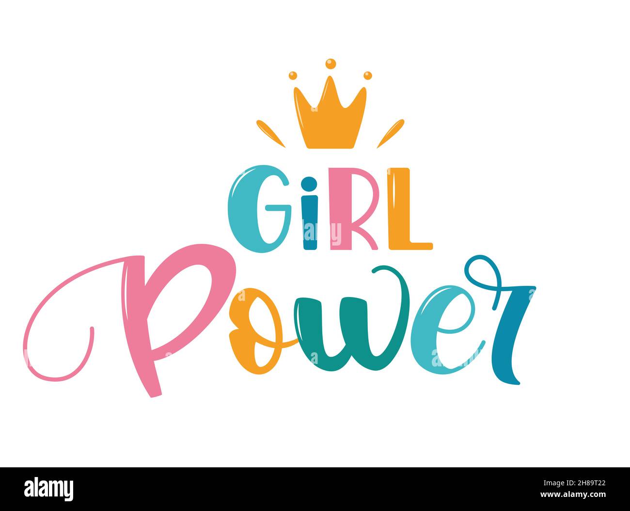 Girl power, lettering with crown symbol. Logo, icon, label for your ...