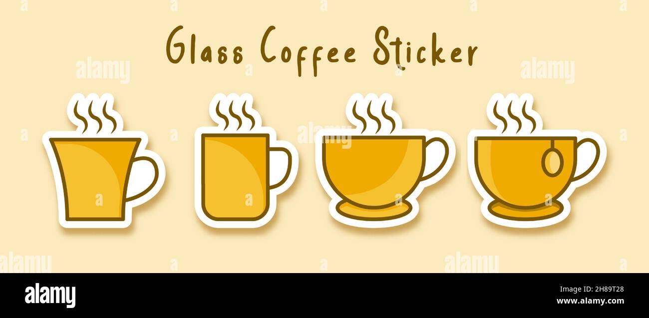 hot coffee tea cup sticker vector illustration isolated background ...