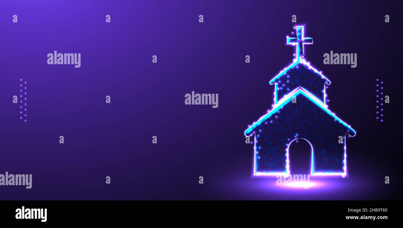 church, religion, christian, religious low poly wireframe mesh design ...