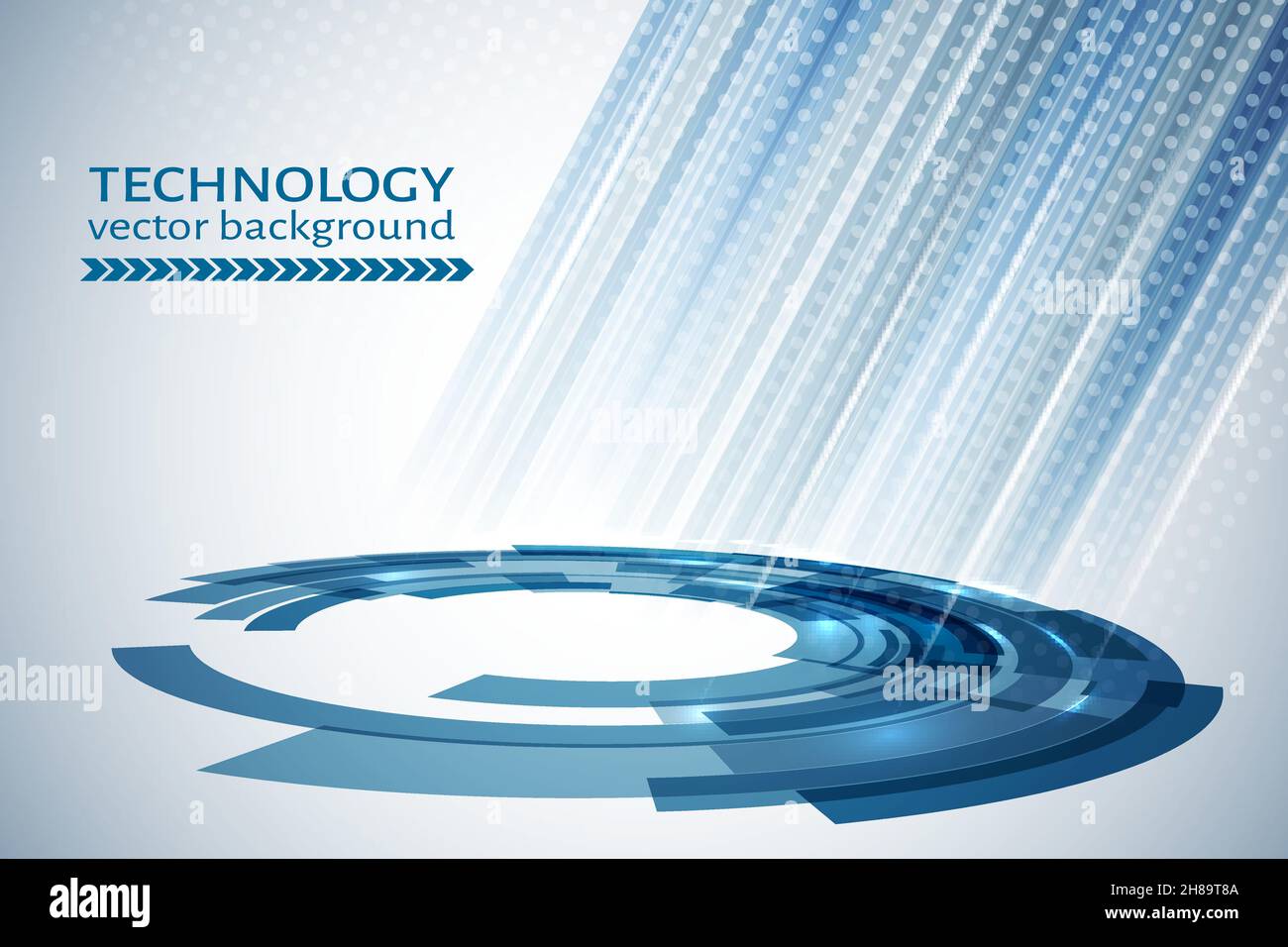 Circle with rays of light. Blue technology abstract background Vector ...