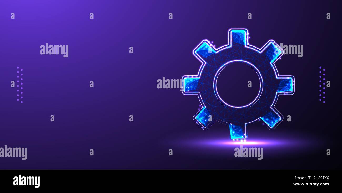 cog gear, industrial concept. low poly wireframe vector illustration ...