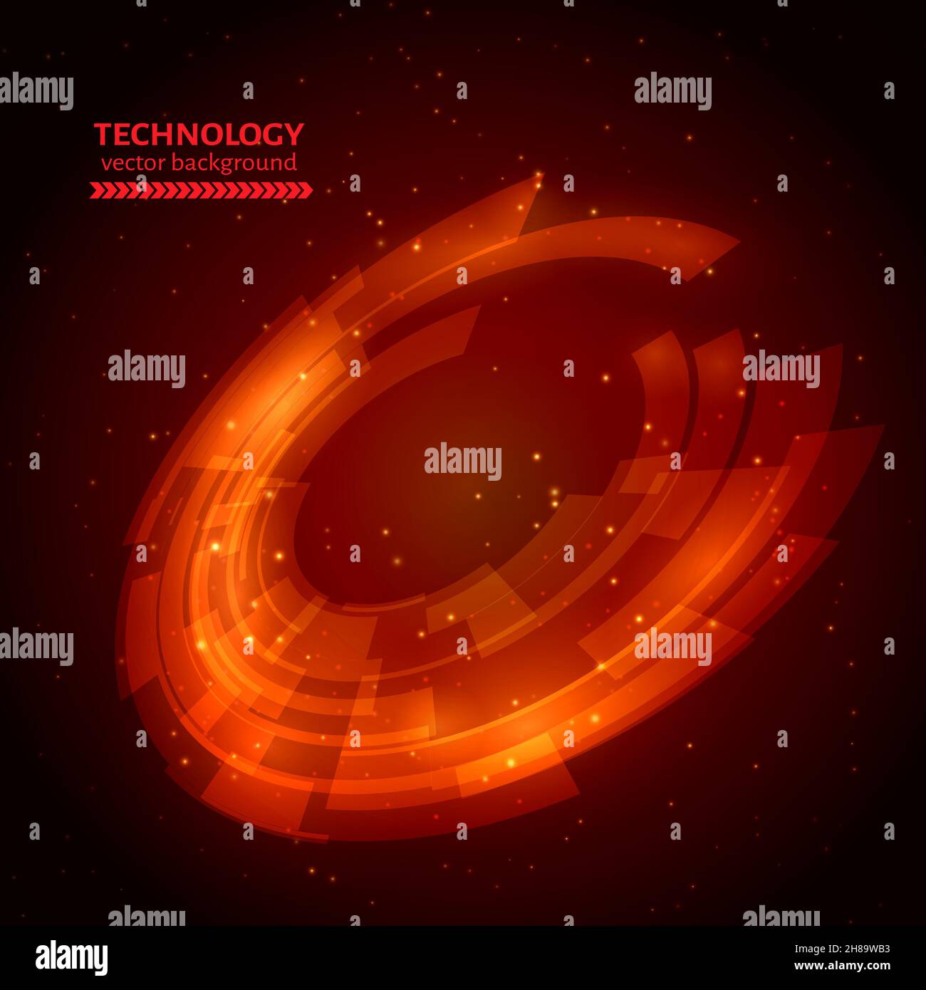 Red technology abstract circle background. UFO cosmic vector ...