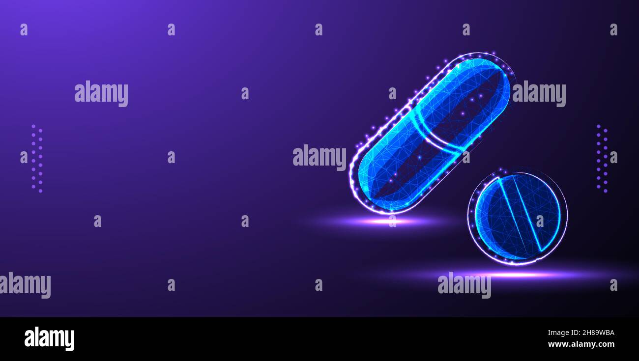 medical capsule low poly wireframe vector illustration isolated ...