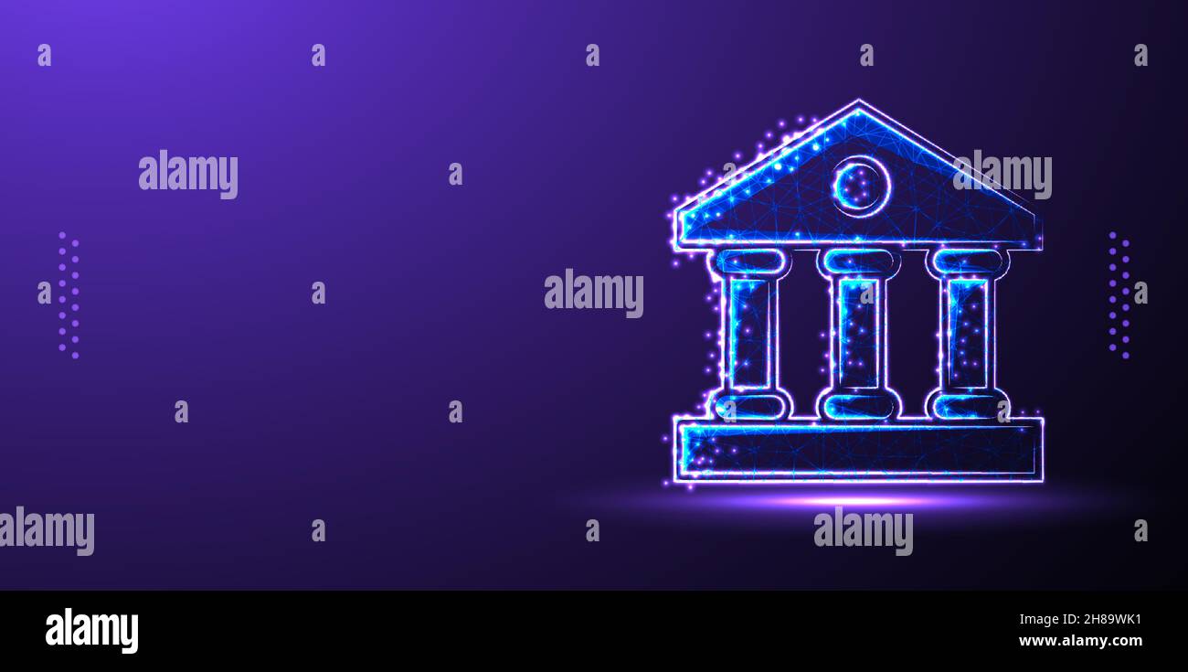 banking building,business finance management low poly wireframe vector ...