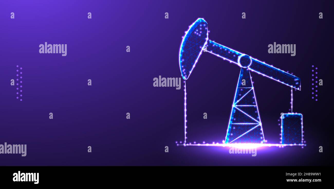 rig oil industry low poly wireframe, polygonal design vector ...