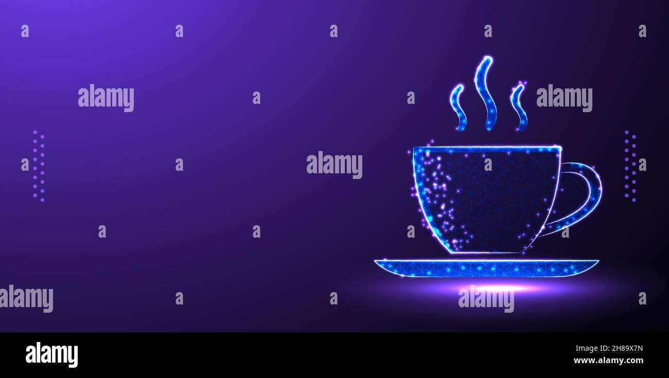 coffee, mug low poly wireframe, polygonal design vector illustration ...
