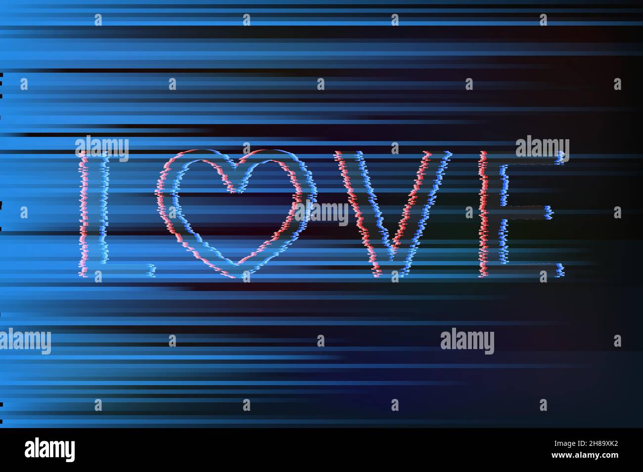 Glitch love word on black hi-res stock photography and images - Alamy