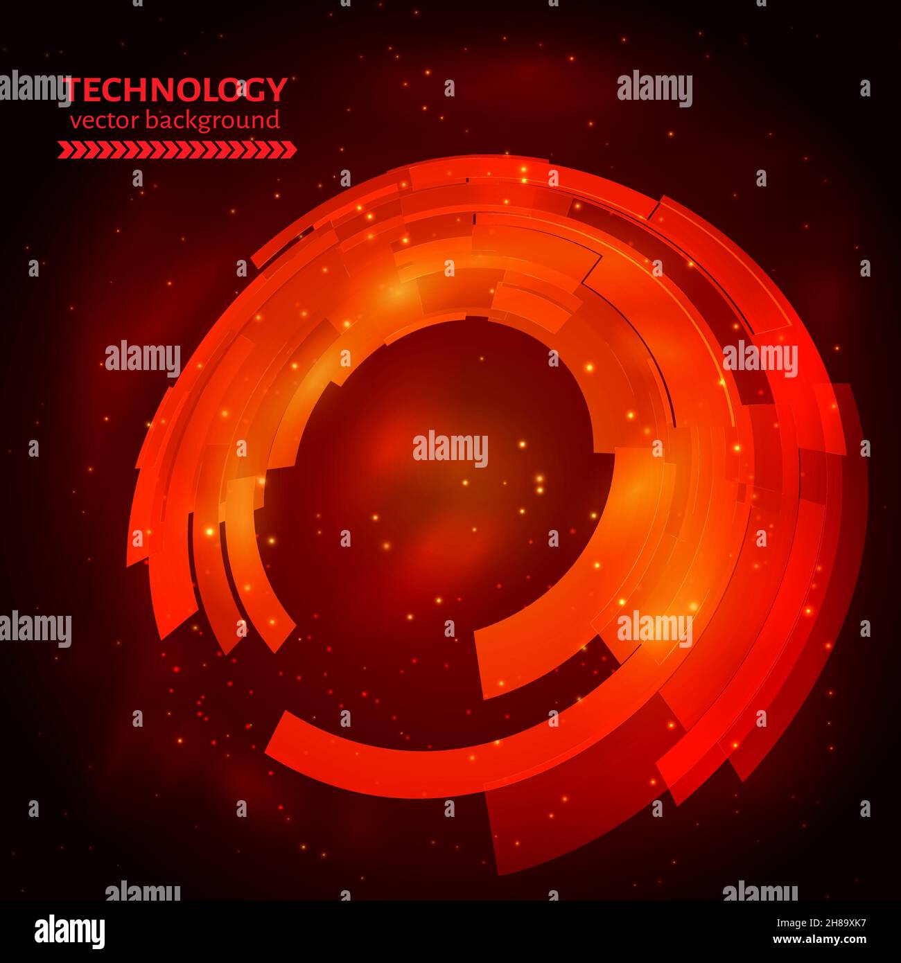 Red technology abstract circle background. UFO cosmic vector ...