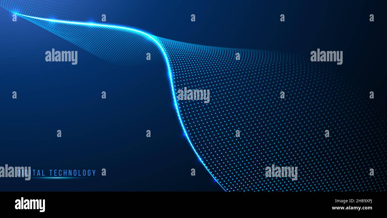Digital Technology Wave From connecting Dot design, dynamic flowing ...