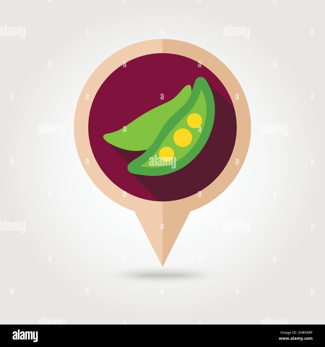 Pea flat vector pin map icon. Map pointer. Map markers. Vegetable ...