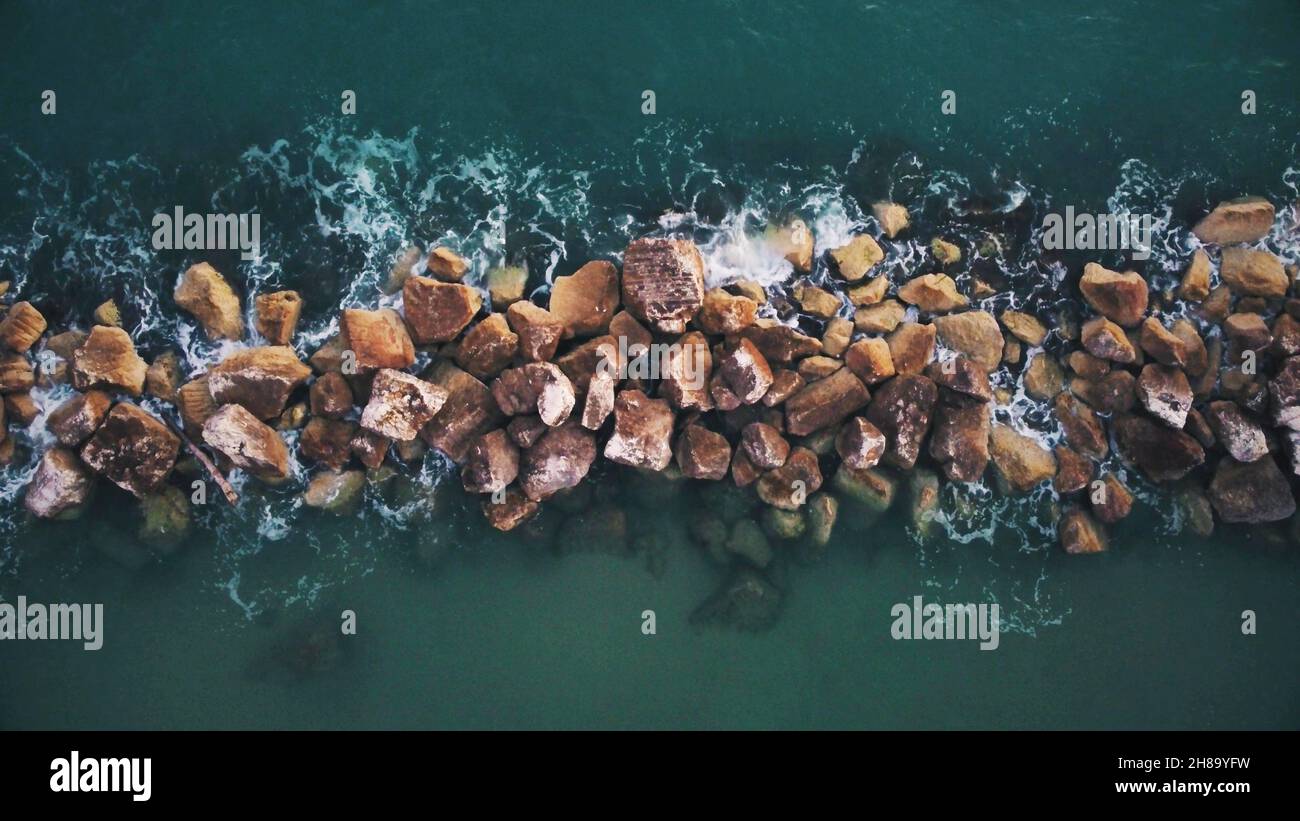 Aerial view breakwater pier hi-res stock photography and images - Alamy