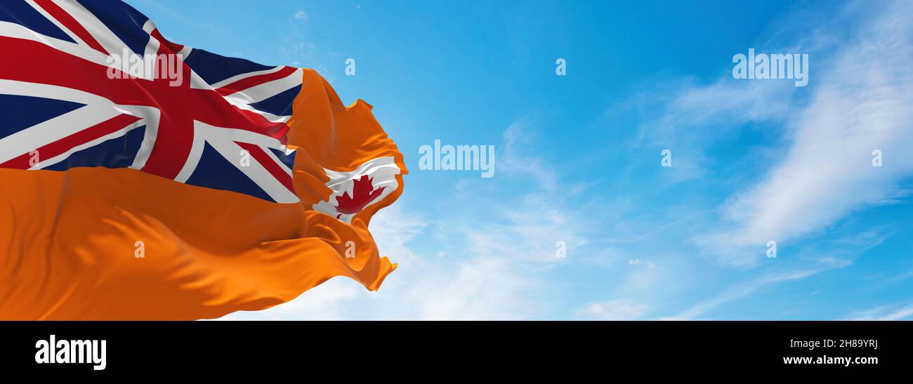 flag of Grand Orange Lodge of Canada , Canada at cloudy sky background ...