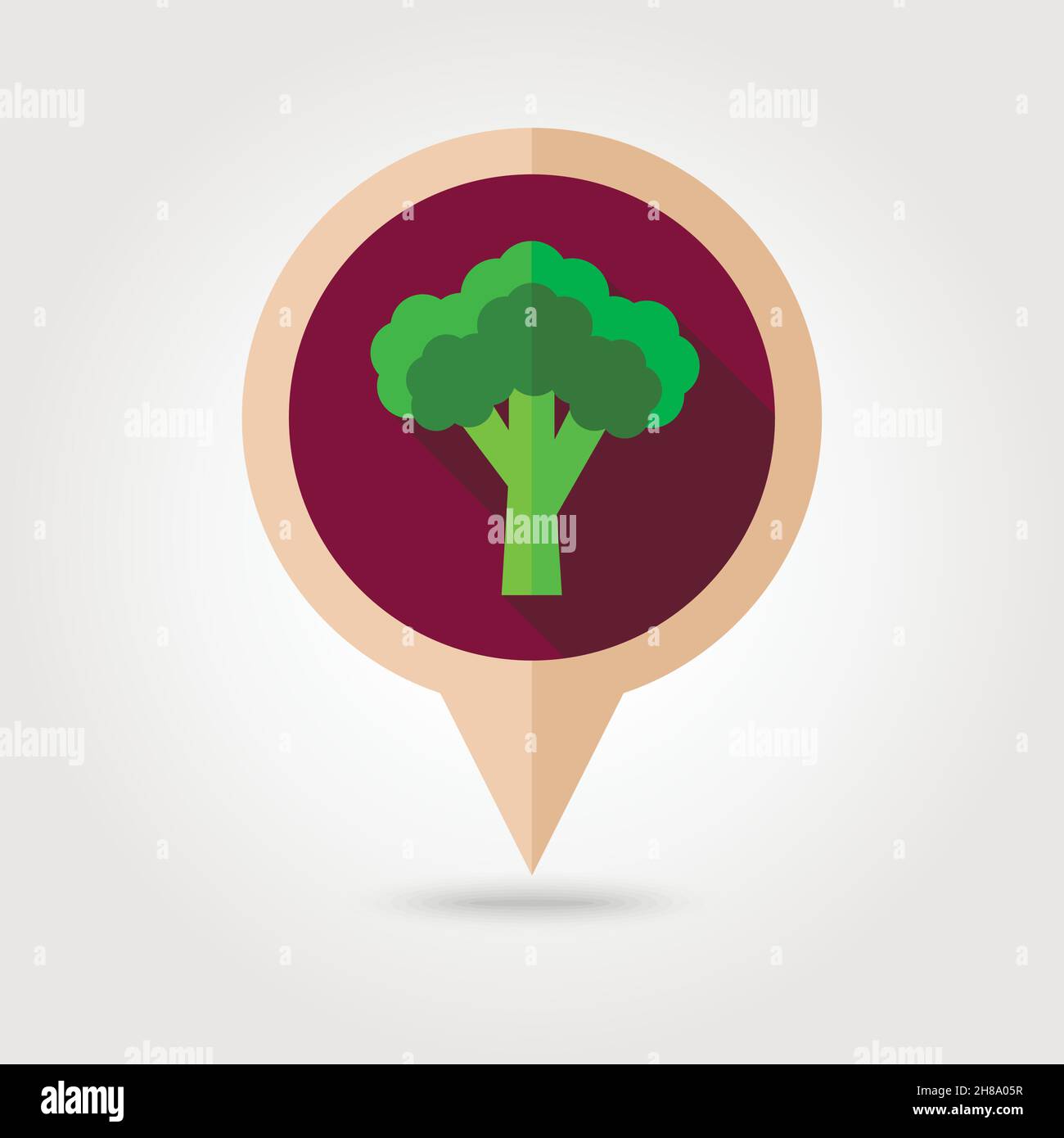 Broccoli flat vector pin map icon. Map pointer. Map markers. Vegetable ...