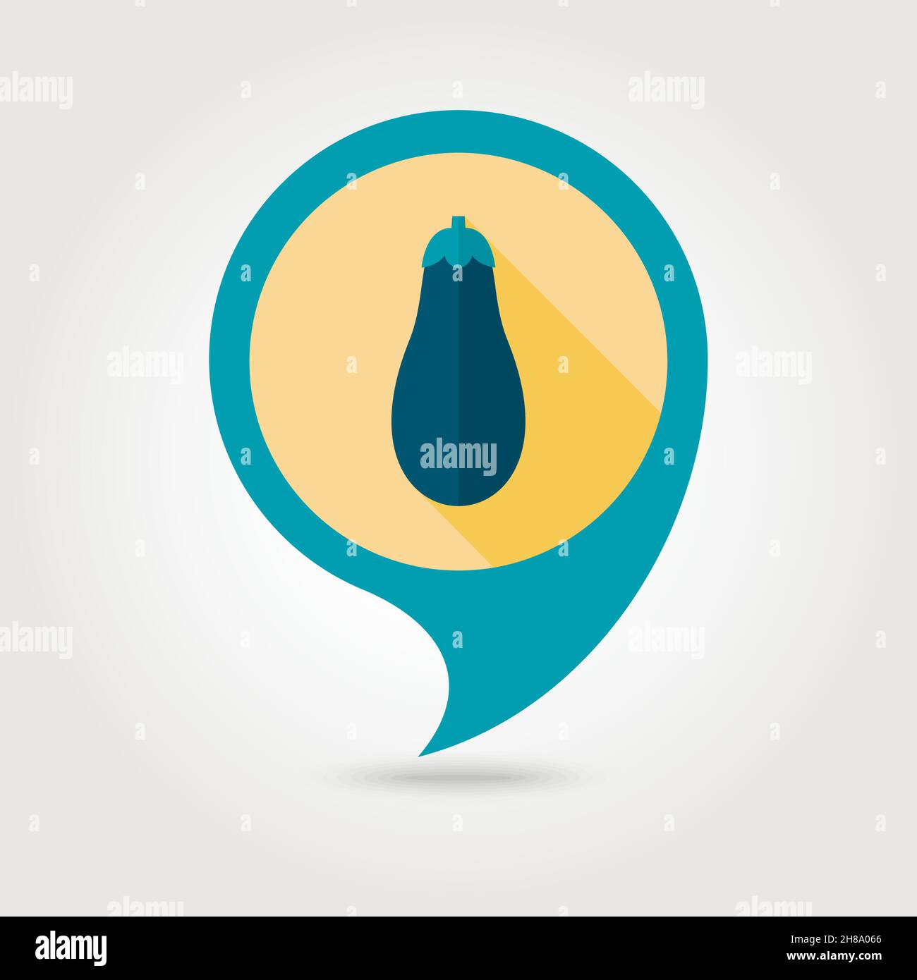 Eggplant flat vector pin map icon. Map pointer. Map markers. Vegetable vector illustration eps ...