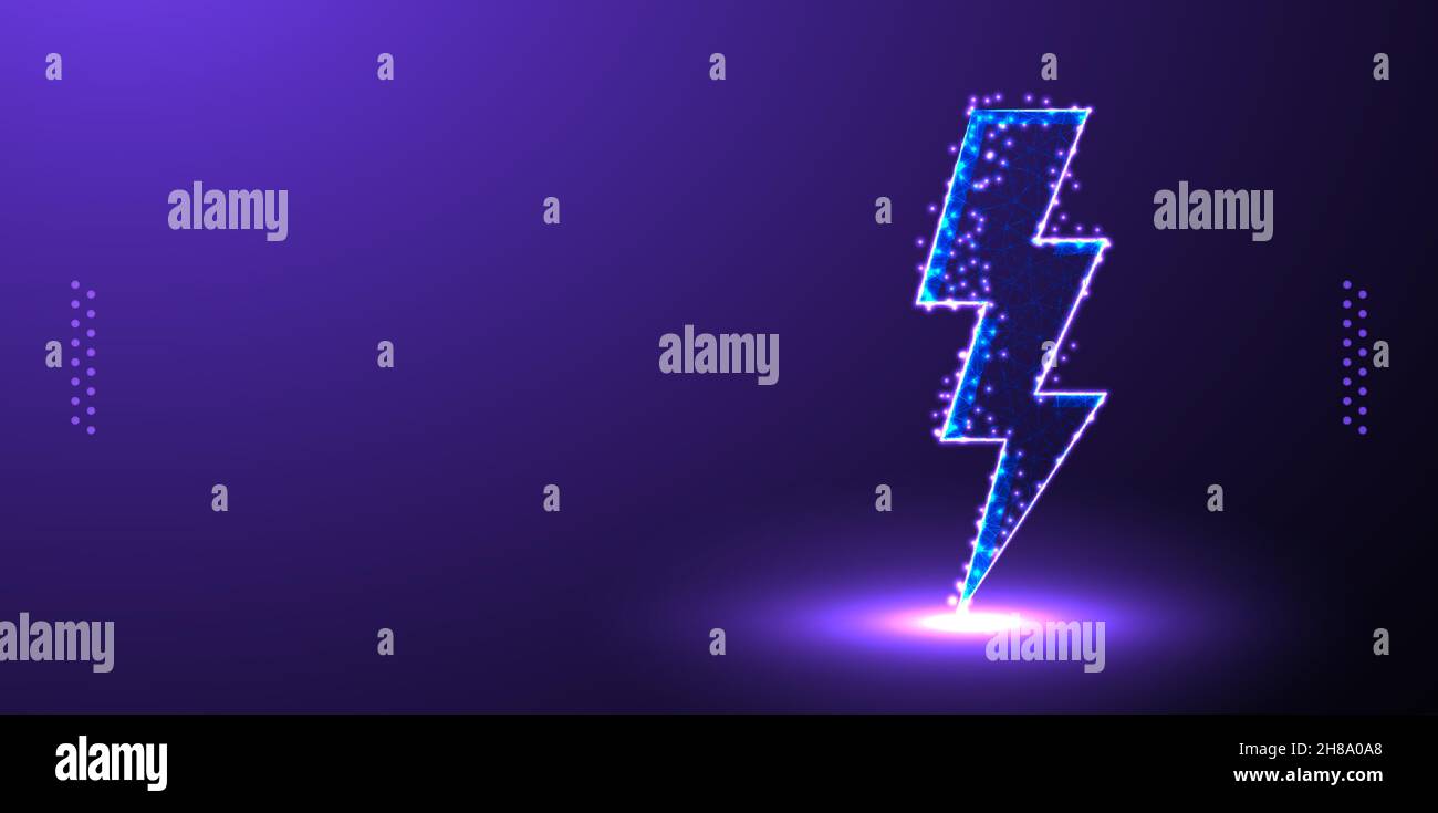 thunder, bolt, thunderstorm low poly wireframe, polygonal design vector ...