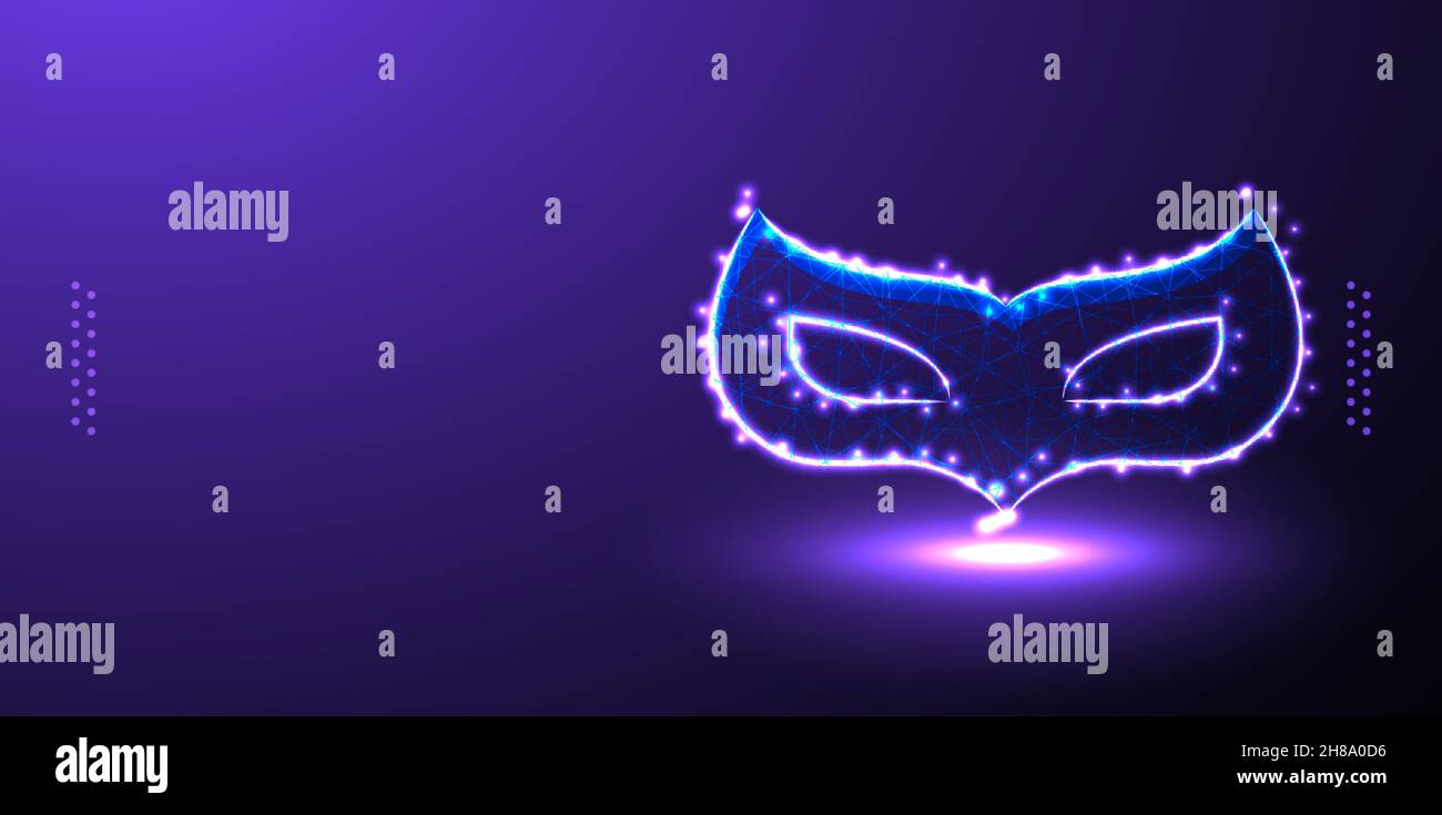 carnival, mask low poly wireframe mesh from polygonal design vector ...