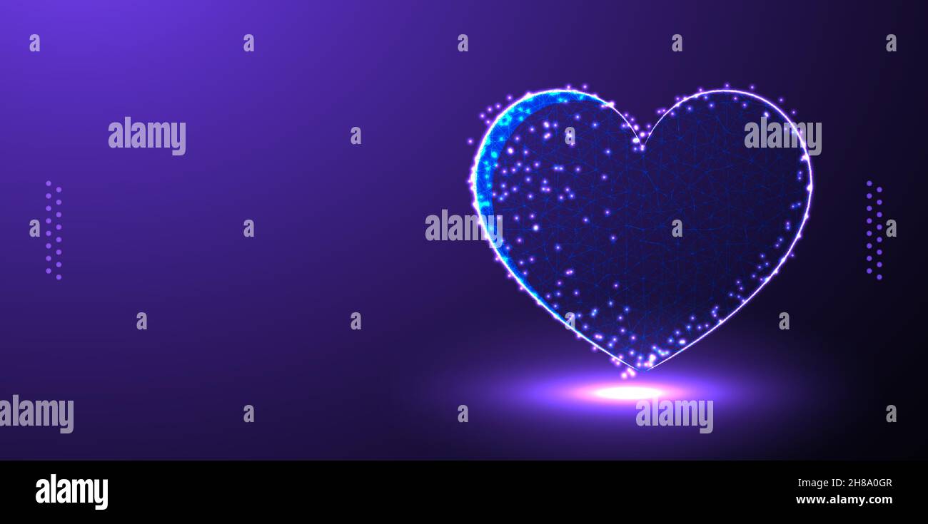 love, valentine low poly wireframe, polygonal design vector ...