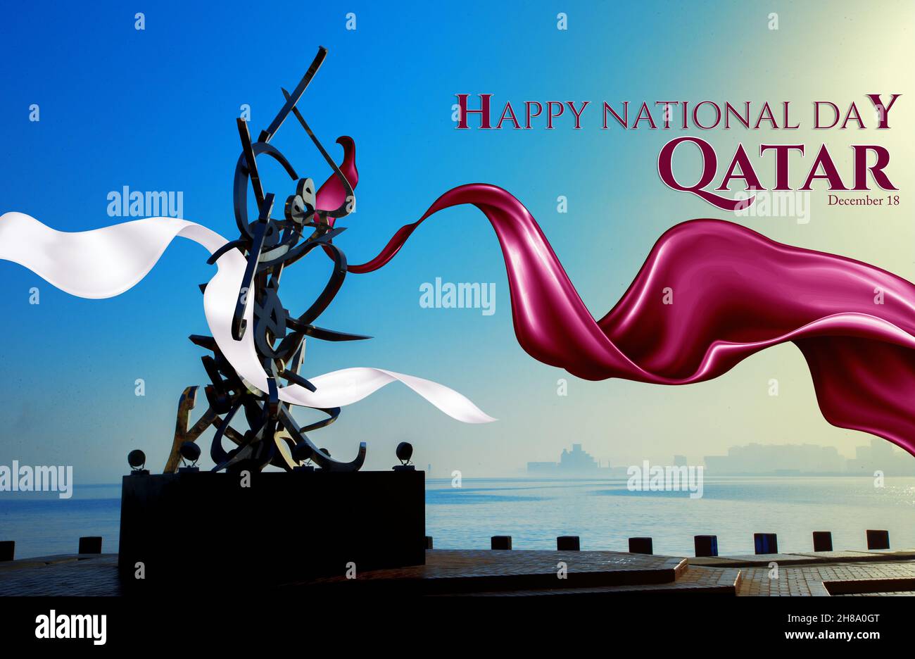Qatar National day Greeting 2021 Stock Photo - Alamy