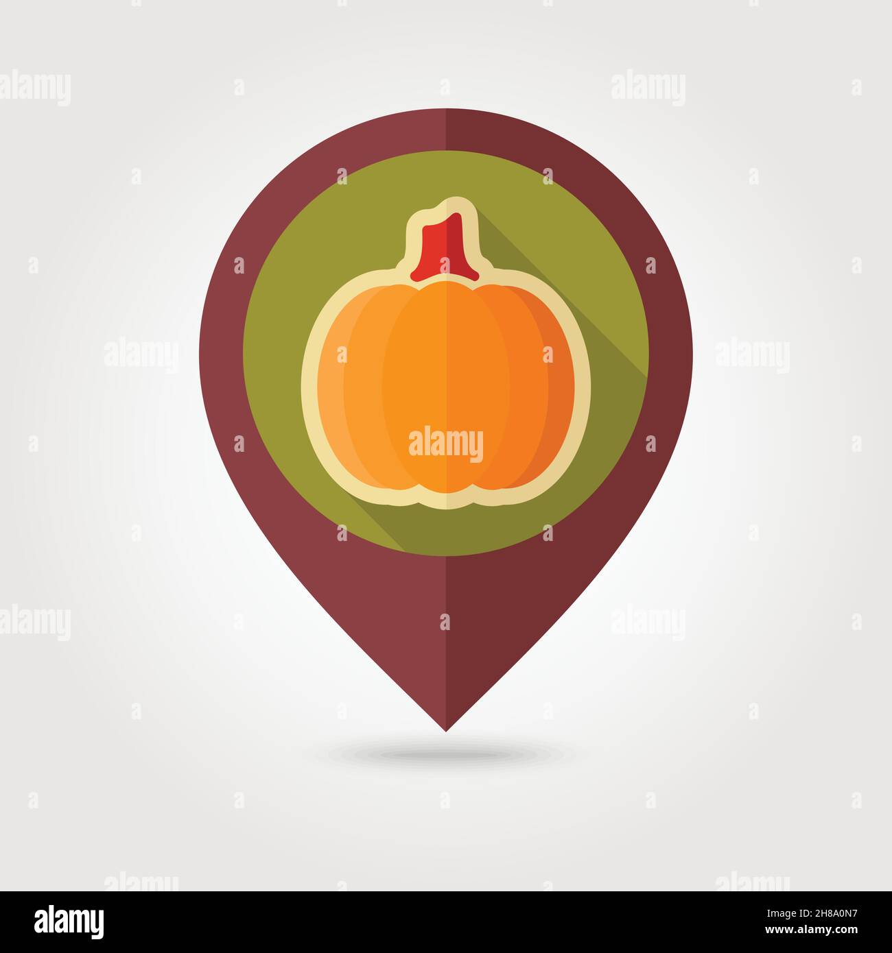 Pumpkin flat vector pin map icon. Map pointer. Map markers. Vegetable ...