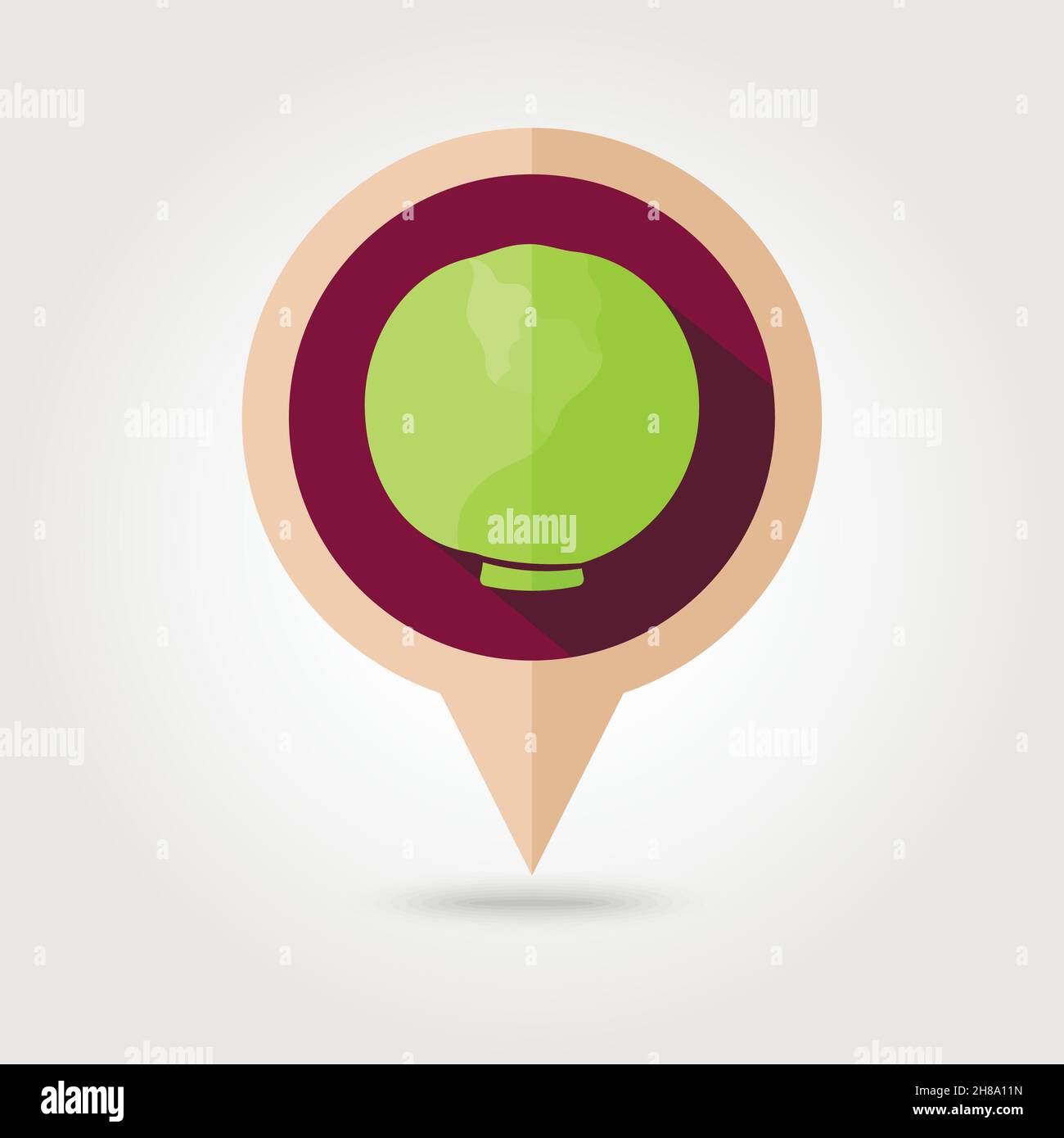 Cabbage flat vector pin map icon. Map pointer. Map markers. Vegetable ...
