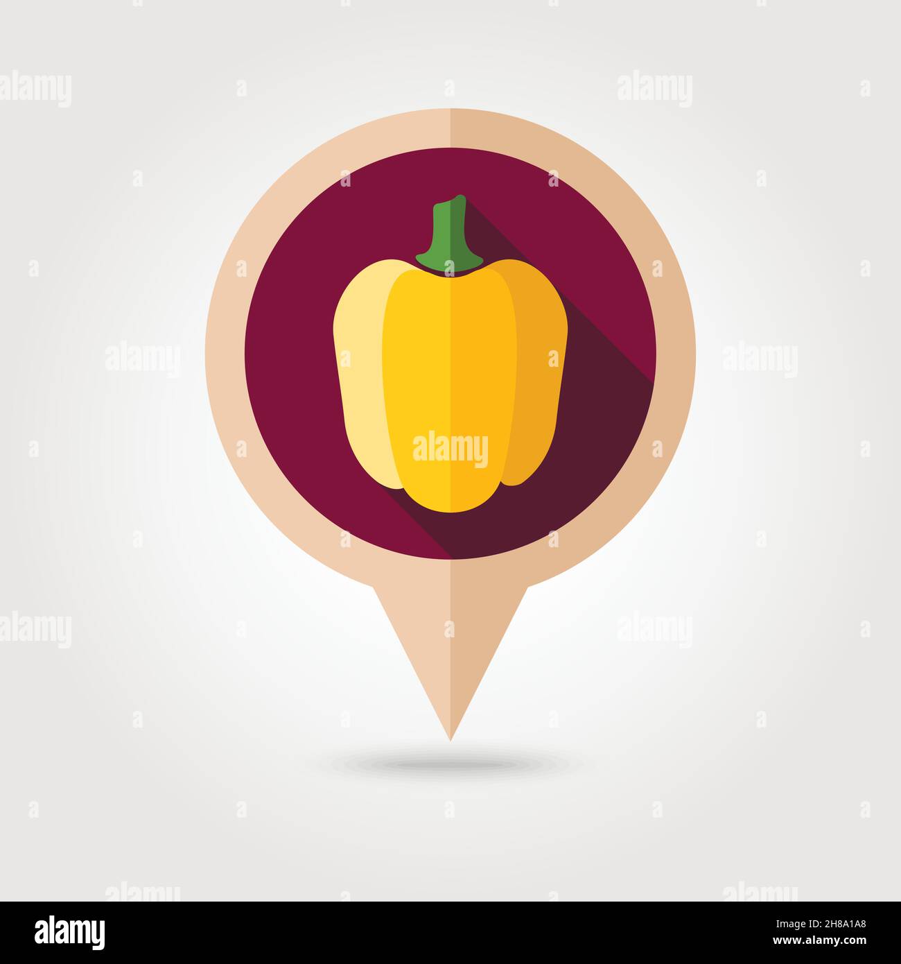 Pepper flat vector pin map icon. Map pointer. Map markers. Vegetable ...