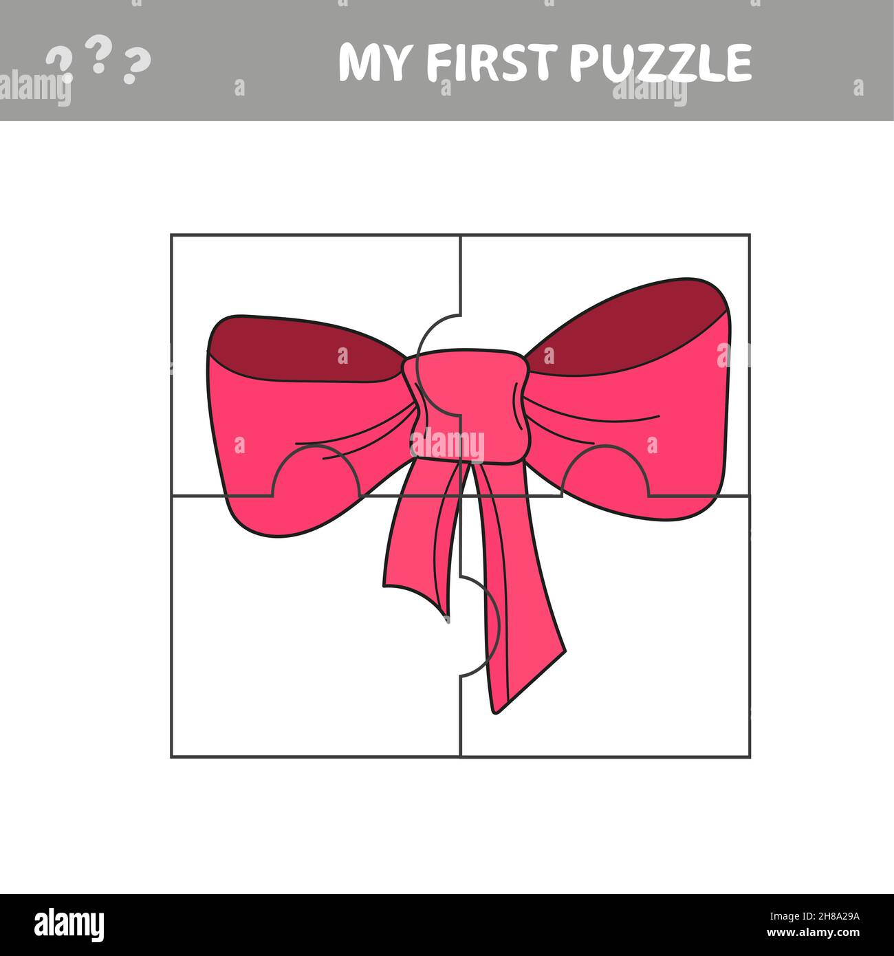 Education paper game for children, Pink Bow. My first puzzle - game for ...
