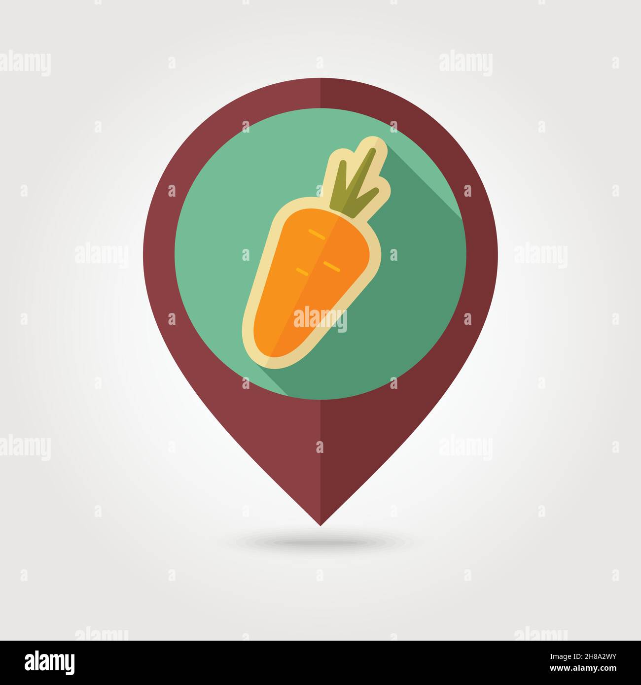 Carrot flat vector pin map icon. Map pointer. Map markers. Vegetable ...