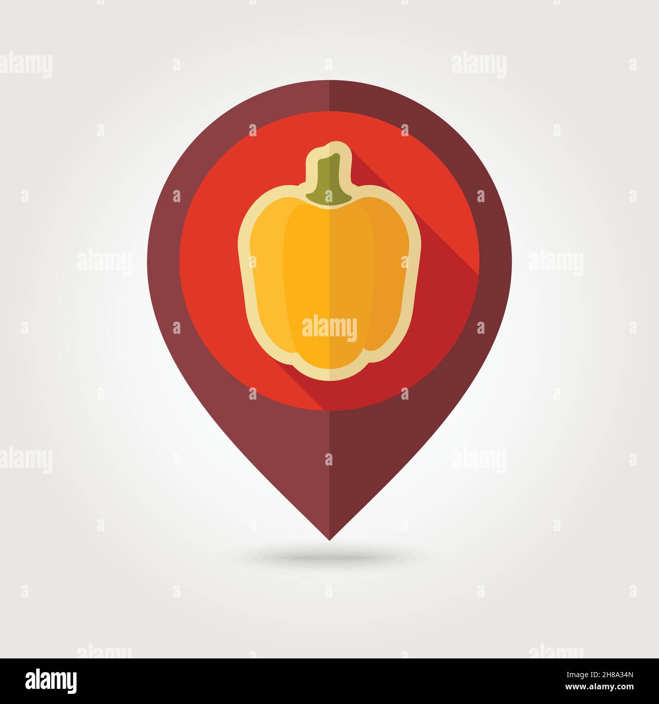 Pepper flat vector pin map icon. Map pointer. Map markers. Vegetable ...