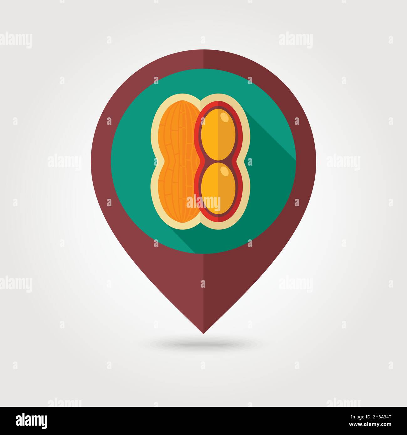 Peanut flat vector pin map icon. Map pointer. Map markers. Vegetable ...