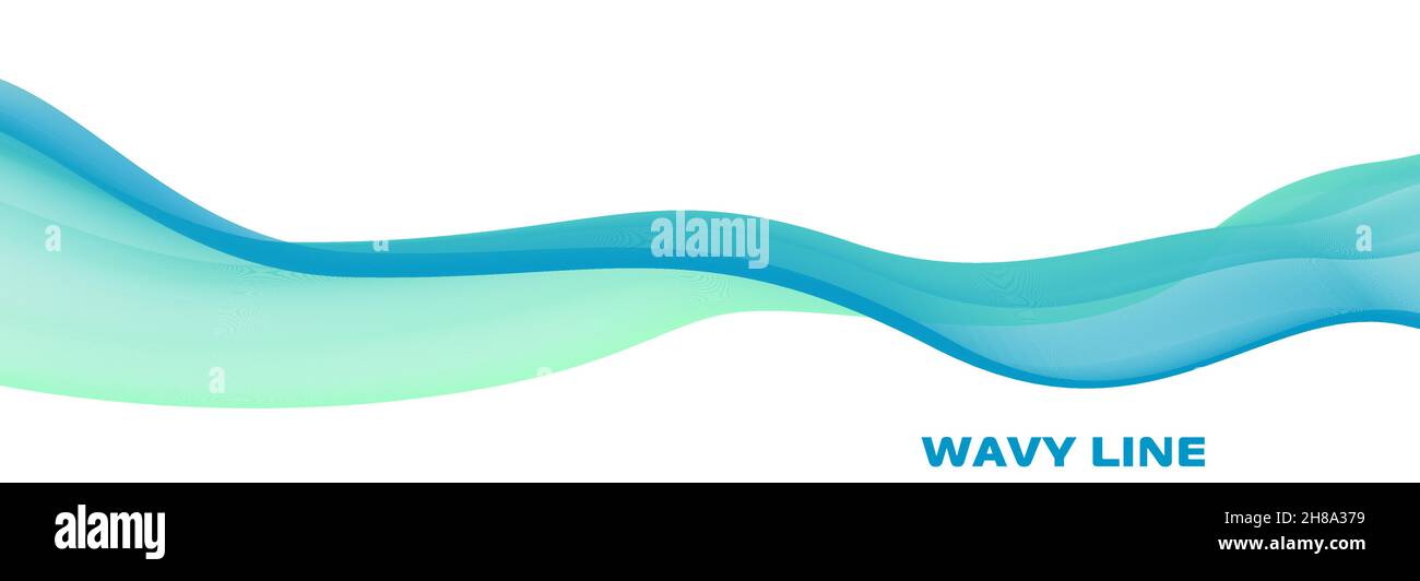 Abstract bluish cyan wavy line consists of thin lines. Subtle vector ...