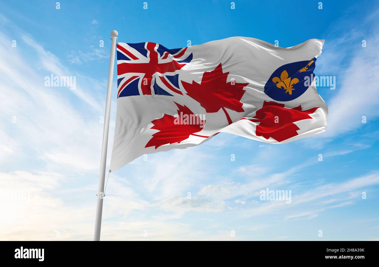 flag of Canadian Army 1939 1944 , Canada at cloudy sky background on ...