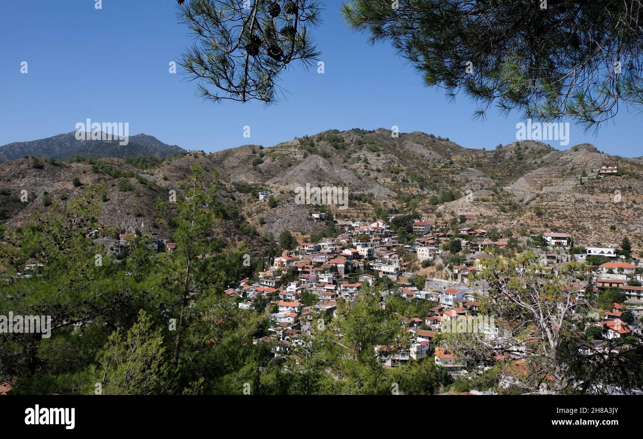 Mountain village of Palaichori at Troodos mountains in Cyprus Stock ...