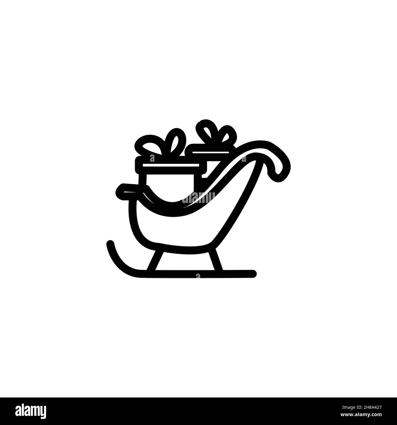 santa train and gift box line icon vector illustration Stock Vector ...