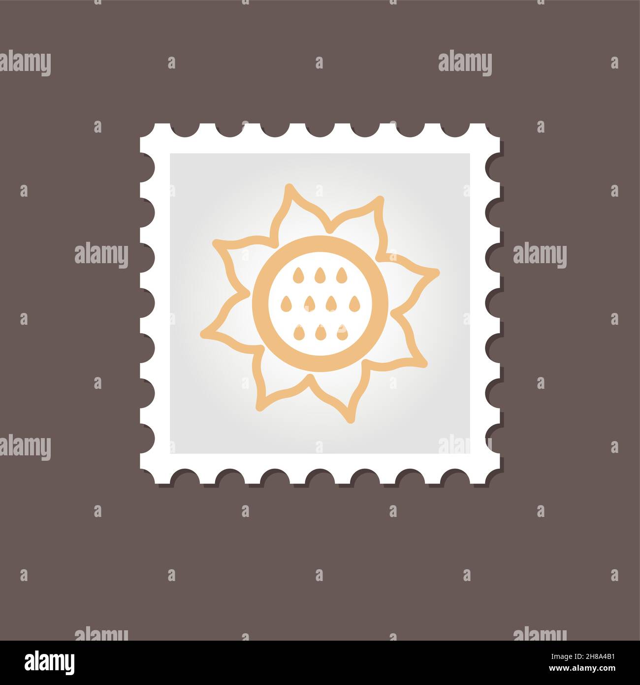 Sunflower stamp. Outline vector illustration, eps 10 Stock Vector Image ...