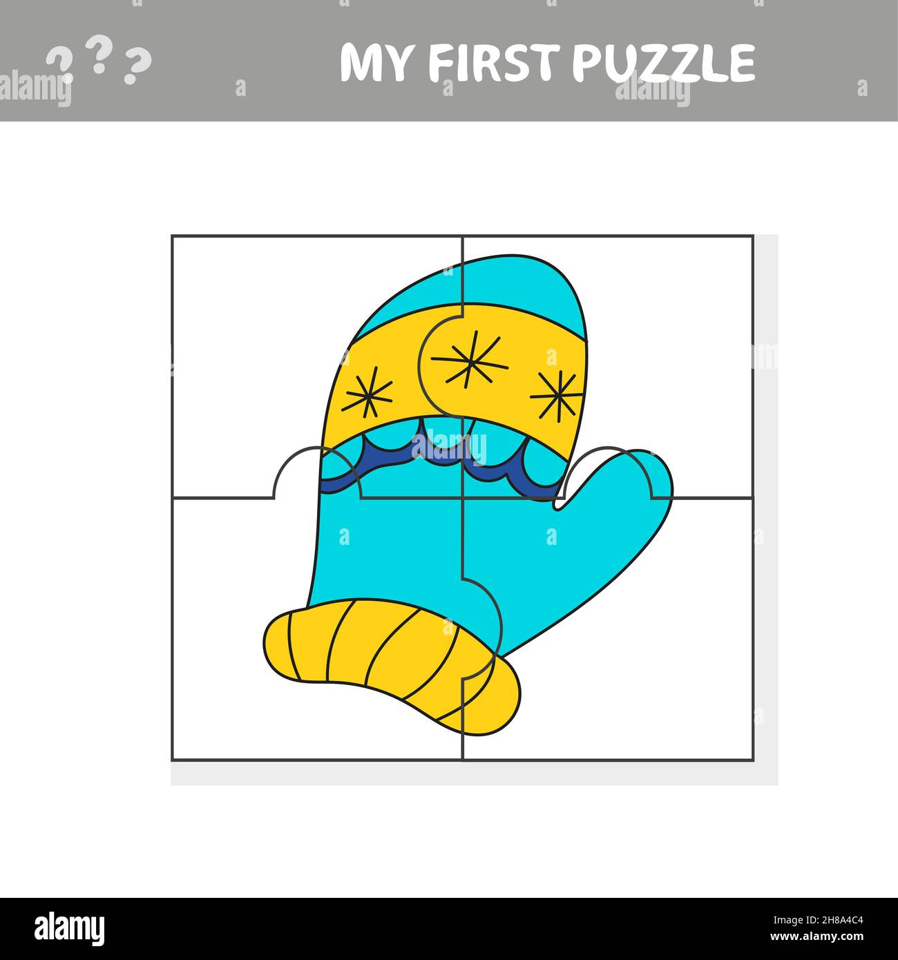 Puzzle for children. Mitten in cartoon style. My first puzzle - game ...