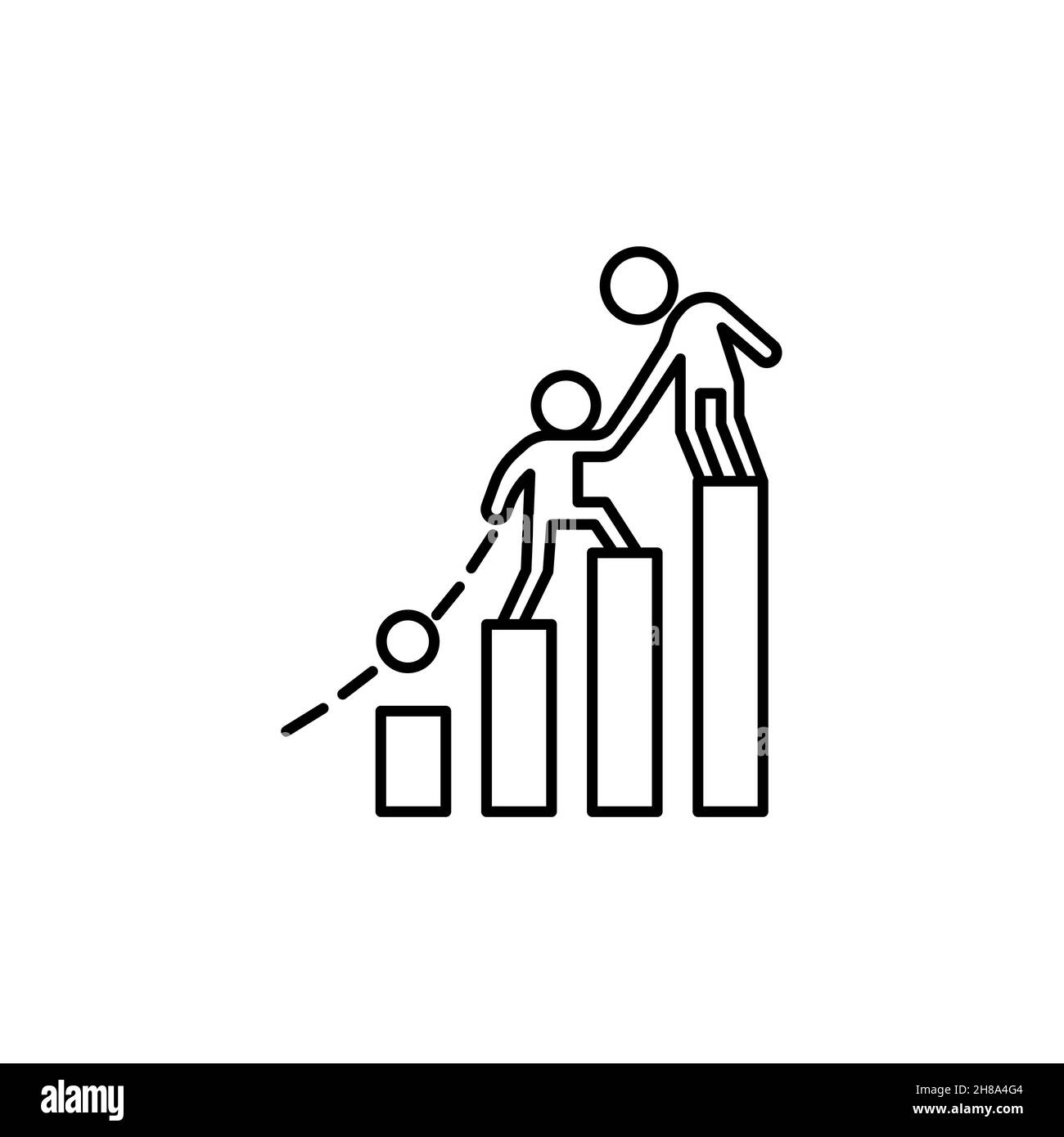 chart business helping another person line icon vector illustration ...