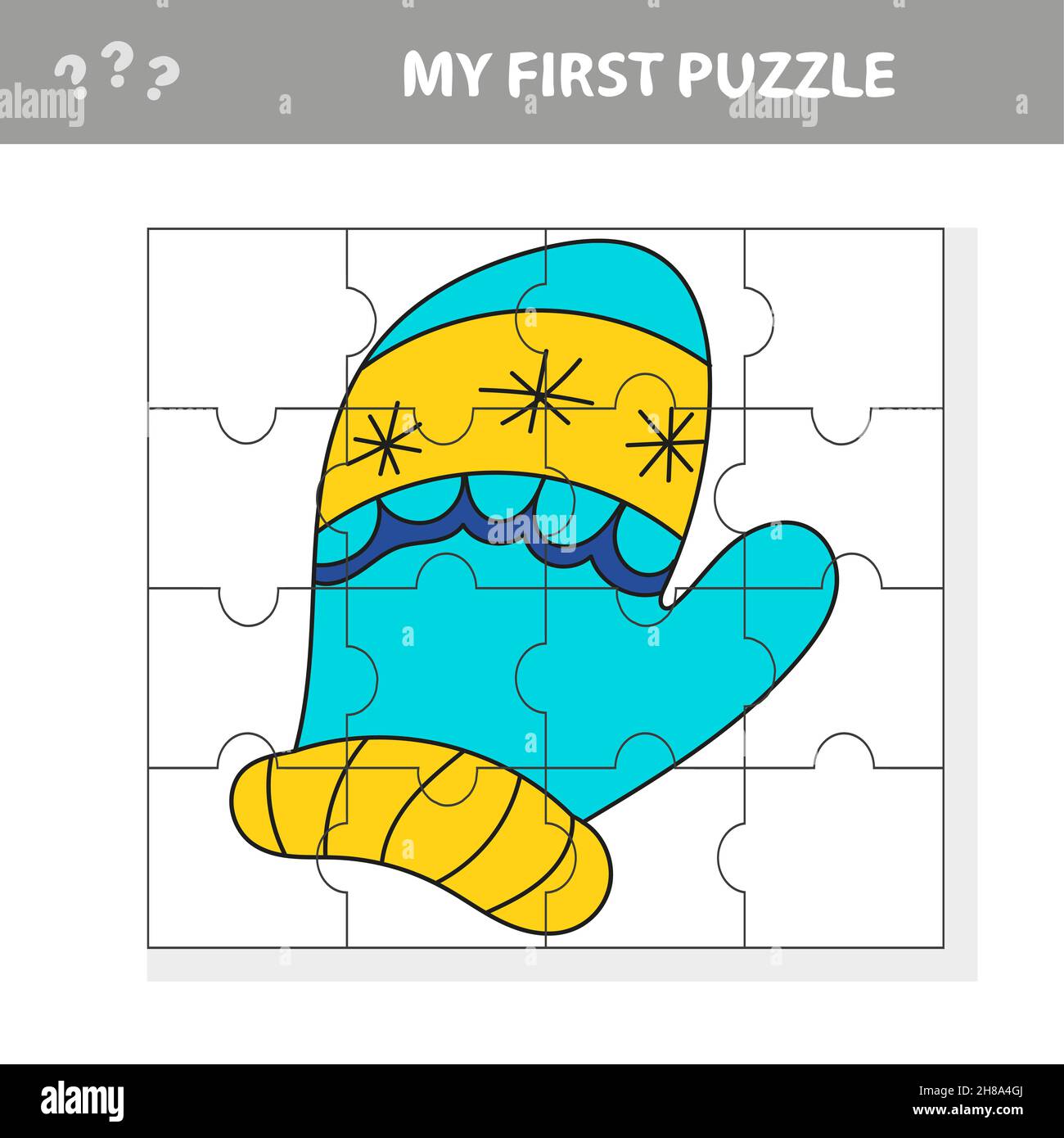 Puzzle for children. Mitten in cartoon style. My first puzzle - game ...