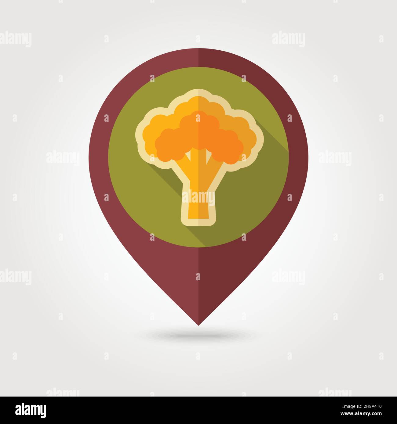Broccoli flat vector pin map icon. Map pointer. Map markers. Vegetable ...