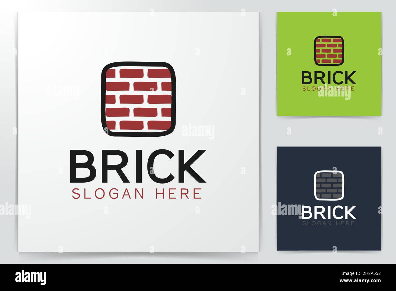 square red brick Logo Inspiration isolated on white background Stock ...
