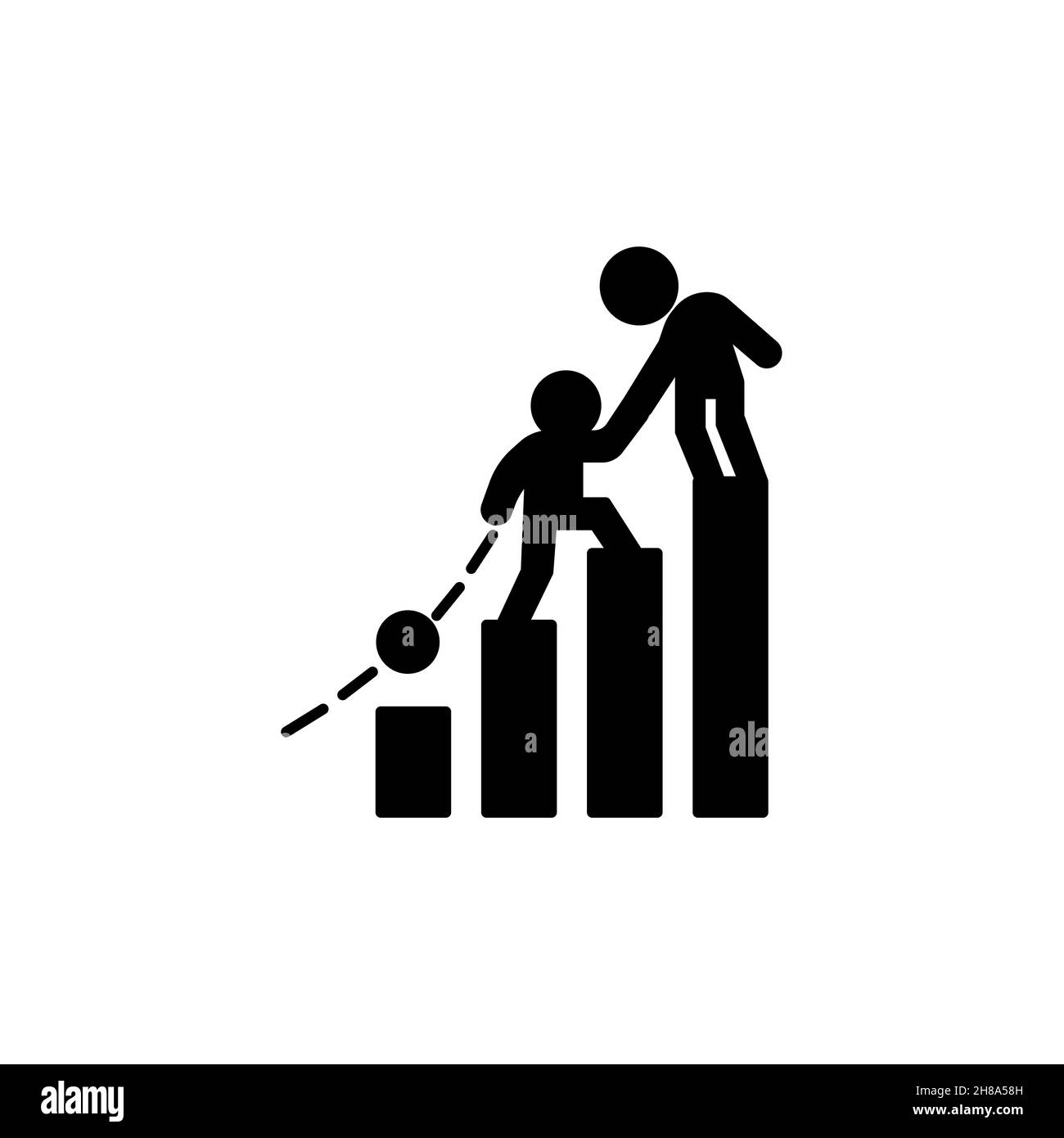 chart business helping another person flat icon vector illustration ...