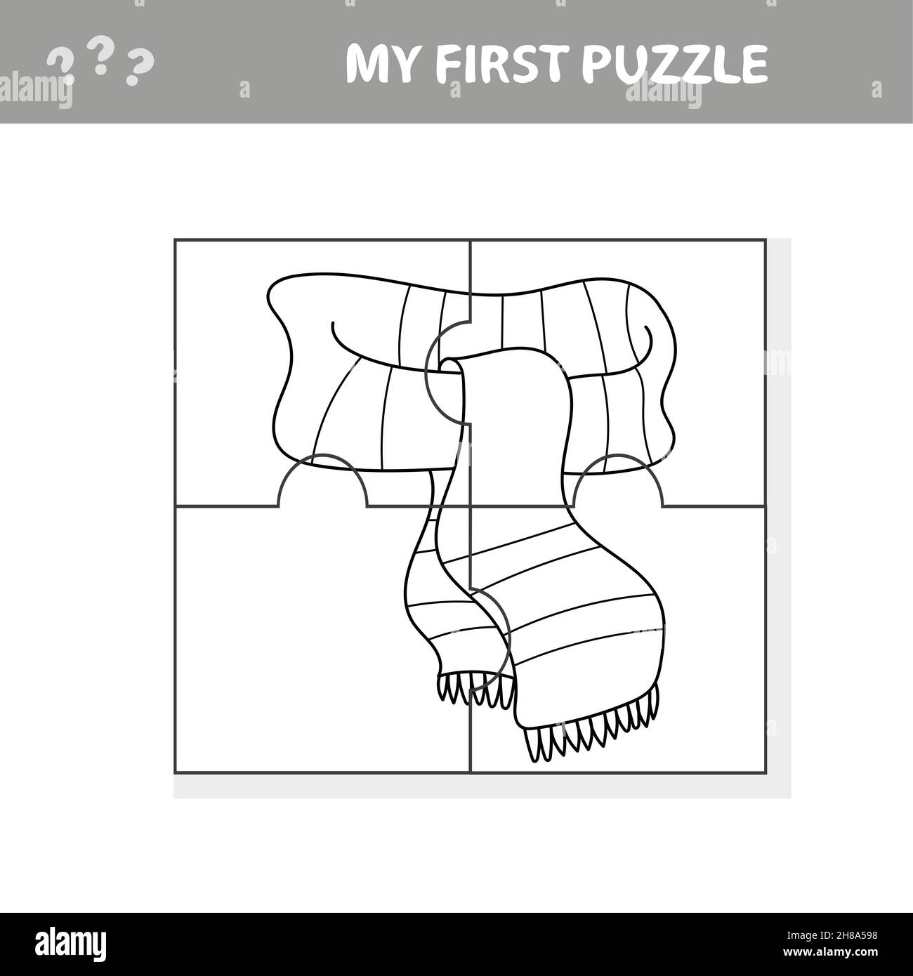 Cartoon Scarf. Educational children game - my first puzzle, printable ...