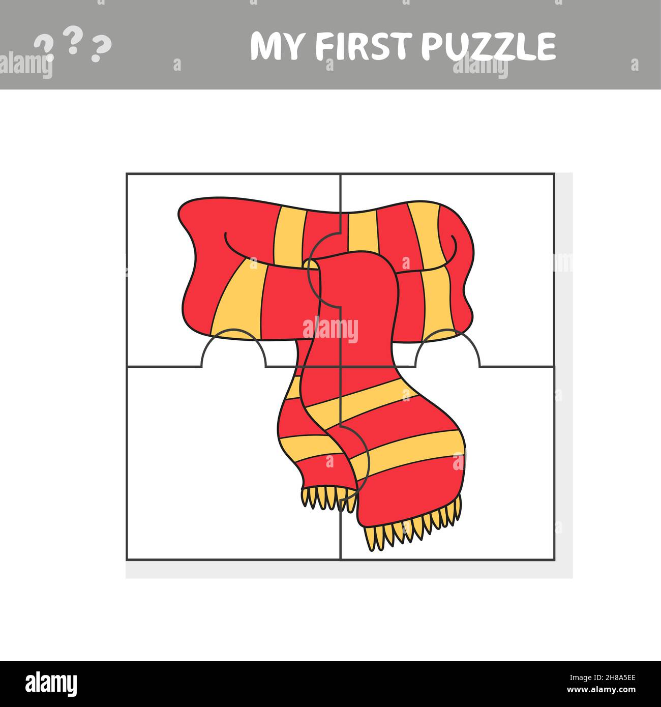 Cartoon Scarf. Educational children game - my first puzzle, printable ...
