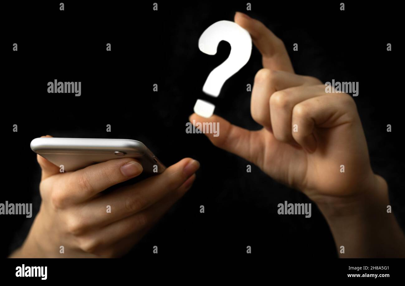 Mobile phone and FAQ symbol. Technology, information, service concept ...