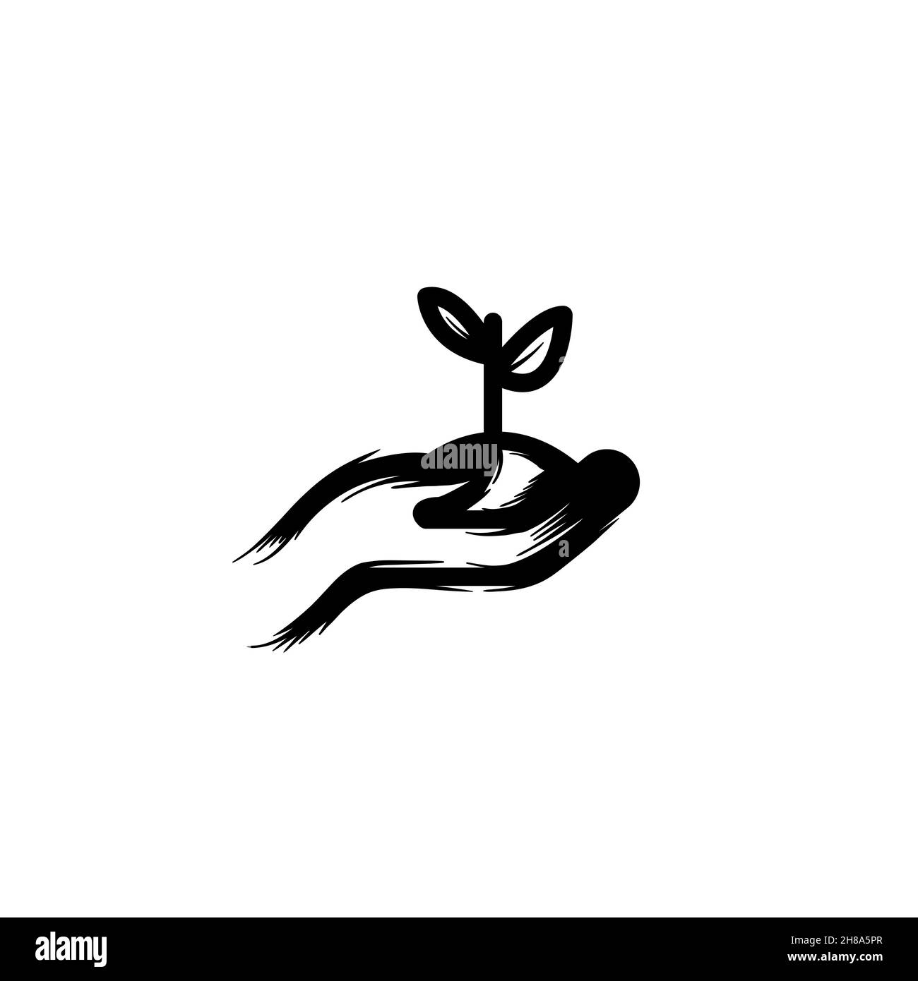 hand holding seed sprout hand drawn icon vector illustration Stock ...