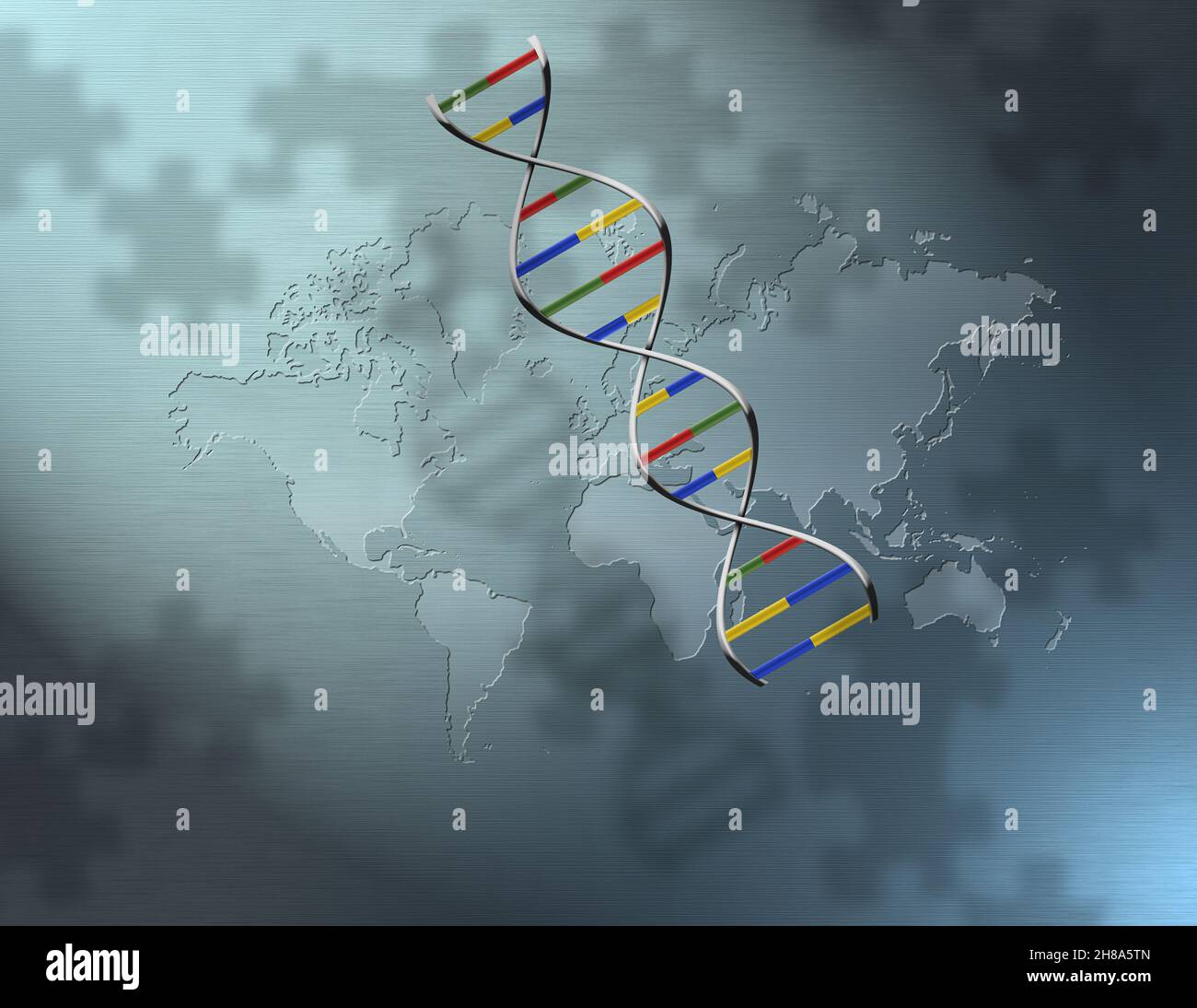 World Genetic. DNA strand and world map. 3D rendering Stock Photo - Alamy