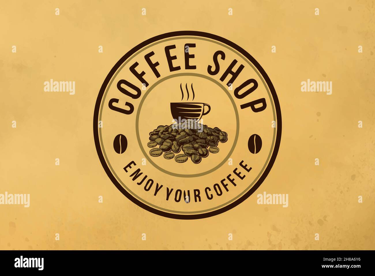 a pile of coffee bean and cup, vintage emblem logo Designs Inspiration ...