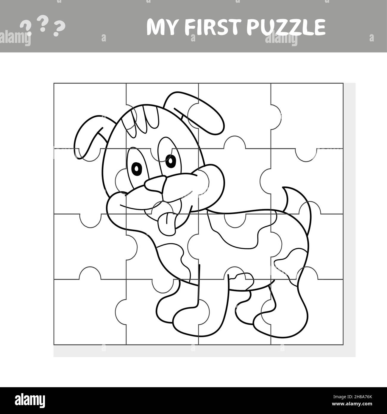 Cartoon Vector Illustration of Educational Jigsaw Puzzle Game for ...