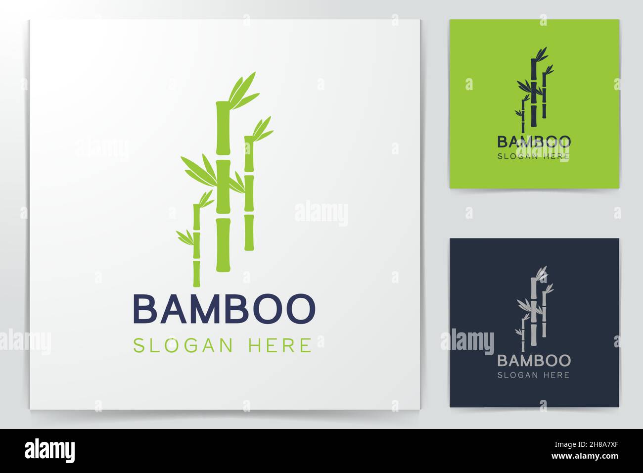 green bamboo Logo Inspiration isolated on white background Stock Vector ...