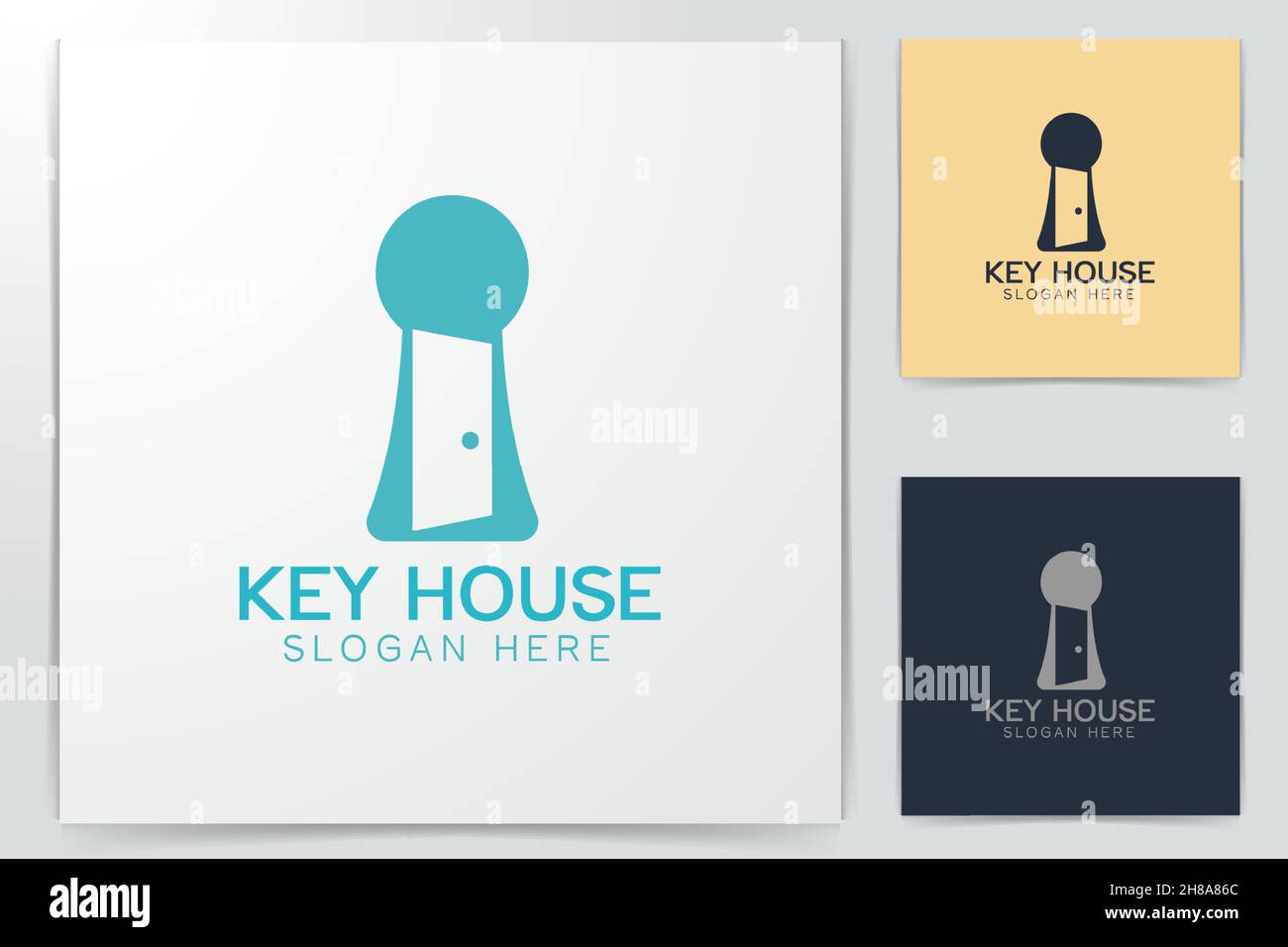 whole key and opened door logo Designs Inspiration Isolated on White ...